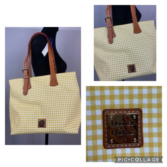 Dooney & Bourke | Bags | Nwt Dooney Bourke Emily Yellow Gingham Tote ...
